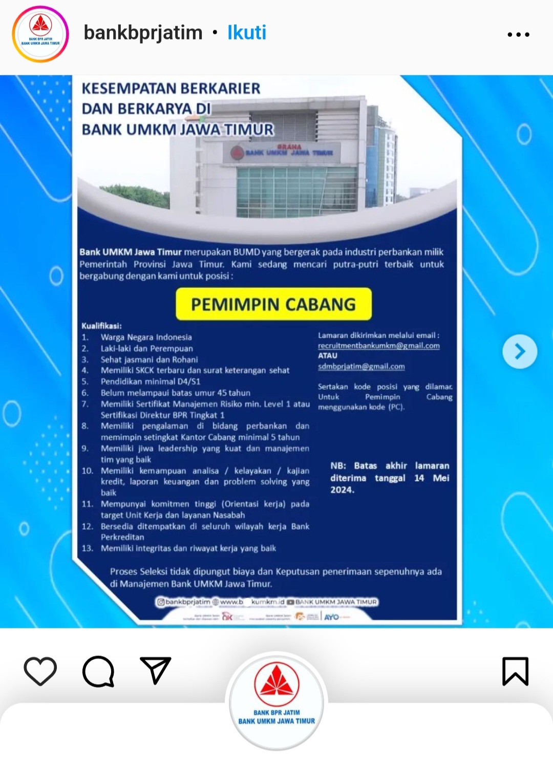 Wow,baru saja menjabat PLT Dirut Bank BPR UMKM Jatim,langsung buka ...